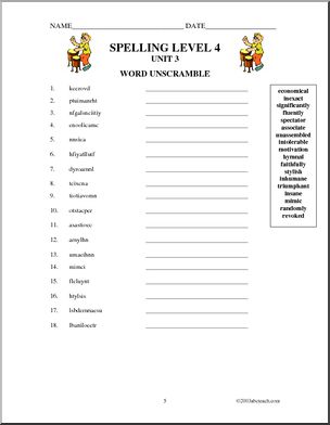 Spelling Level 4, unit 3 I abcteach.com