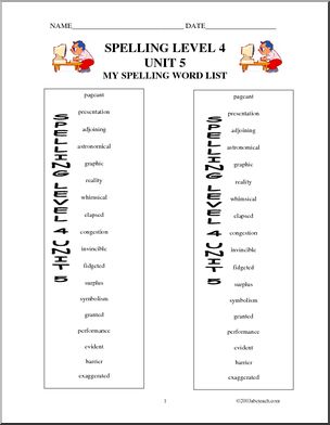 Spelling Level 4, unit 5 I abcteach.com