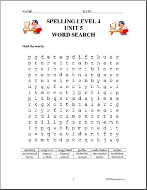 Spelling Level 4, unit 5 I abcteach.com