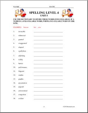 Spelling Level 4, unit 5 I abcteach.com
