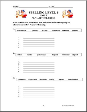 Spelling Level 4, unit 5 I abcteach.com