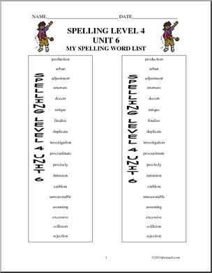 Spelling Level 4, unit 6 I abcteach.com