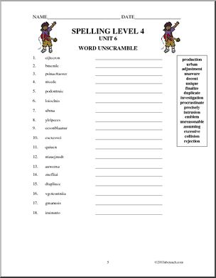 Spelling Level 4, unit 6 I abcteach.com