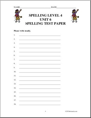 Spelling Level 4, unit 6 I abcteach.com