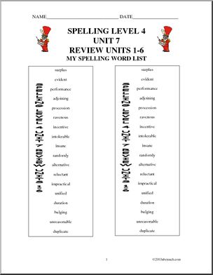 Spelling Level 4, unit 7 (review units 1-6) (high school-adult) – Abcteach