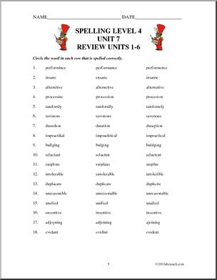 Spelling Level 4, unit 7 (review units 1-6) (high school-adult) – Abcteach