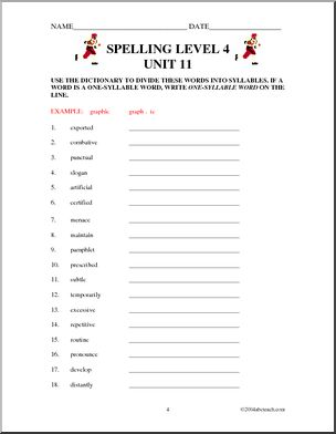Spelling Level 4, unit 11 (high school-adult) – Abcteach
