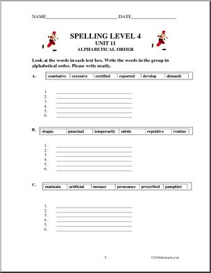Spelling Level 4, unit 11 (high school-adult) – Abcteach
