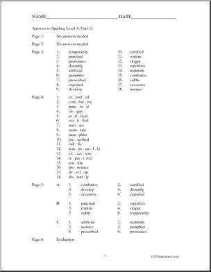 Spelling Level 4, unit 11 (high school-adult) – Abcteach