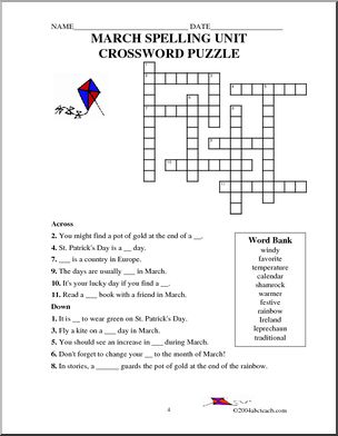 Spelling - March Theme - Grades 4-6 - Printable Lesson