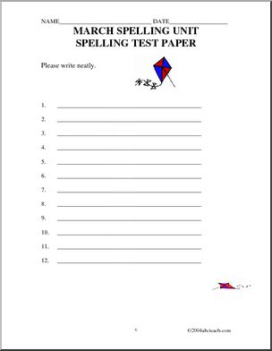 Spelling - March Theme - Grades 4-6 - Printable Lesson