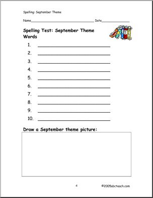 Spelling: September (primary) | Abcteach