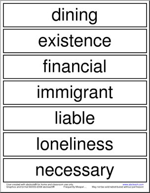 Frequently Misspelled Words (list 10) Spelling Set I abcteach.com