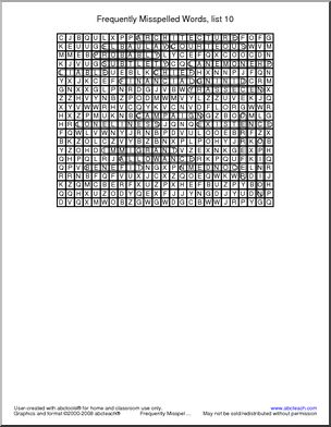 Frequently Misspelled Words (list 10) Spelling Set I abcteach.com