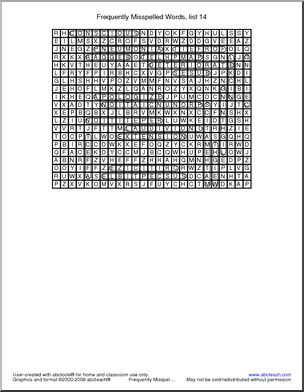 Frequently Misspelled Words (list 14) Spelling Set I abcteach.com