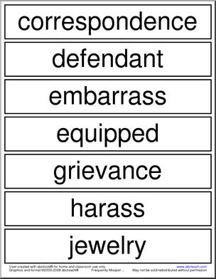 Frequently Misspelled Words (list 3) Spelling Set I abcteach.com