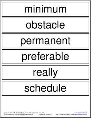Frequently Misspelled Words (list 3) Spelling Set I abcteach.com