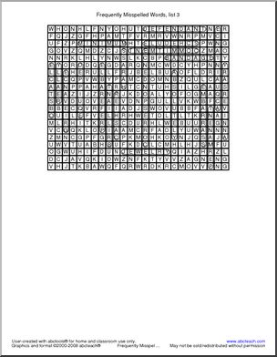 Frequently Misspelled Words (list 3) Spelling Set I abcteach.com