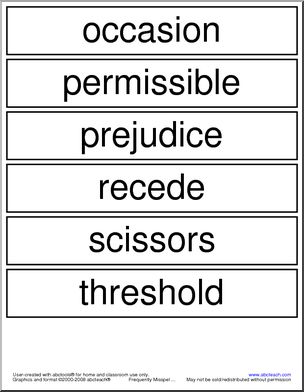 Frequently Misspelled Words (list 4) Spelling Set I abcteach.com