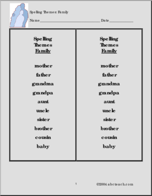 Family Members (primary) Spelling I abcteach.com