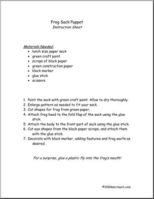 Craft: Lunch Sack Frog Puppet – Abcteach