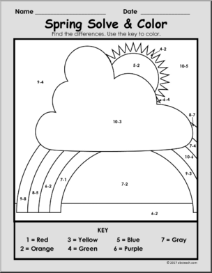 Spring Solve and Color - Color by Number - Solve & Color - Early Math ...