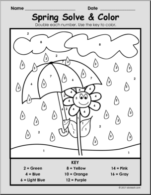 Spring Solve and Color - Color by Number - Solve & Color - Early Math ...