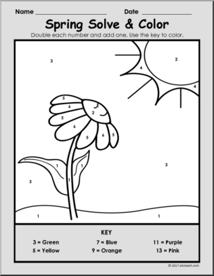 Spring Solve and Color - Color by Number - Solve & Color - Early Math ...