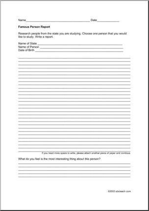 Report Form: States (elementary and upper elementary) | Abcteach