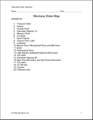 Map Skills: Montana (with map) – Abcteach