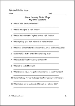 Map Skills: New Jersey (with map) | Abcteach