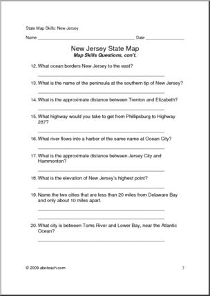 Map Skills: New Jersey (with map) | Abcteach