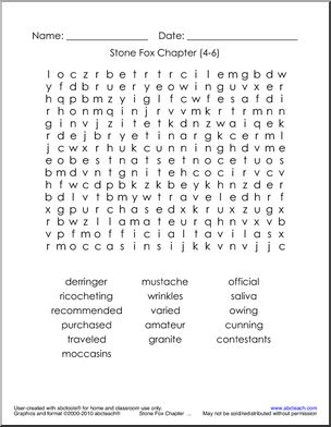 Book: Stone Fox Vocabulary (hard) (upper elem/middle) – Abcteach