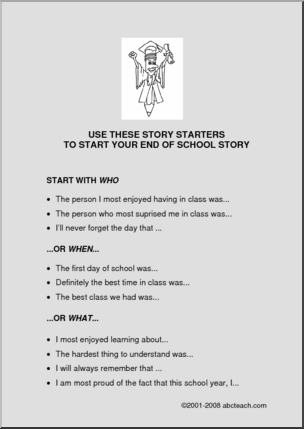 End of the School Year (multiage) Story Starters I abcteach.com