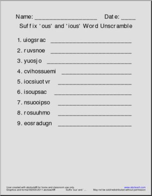 Forming Adjectives Suffix 'ous' Worksheet Live Worksheets, 49% OFF