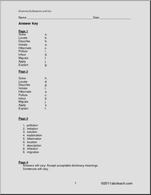 Suffixes – ion/ â€“ tion Rules and Practice – Abcteach