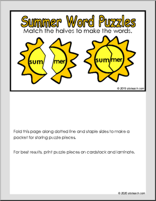 Summer Word Puzzles - Summer Vocabulary Worksheets - Build a Word