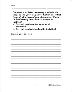 Unit: Survival! (upper elem/middle) | Abcteach