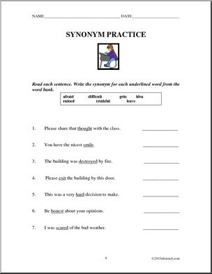 Synonyms Mini Unit I abcteach.com