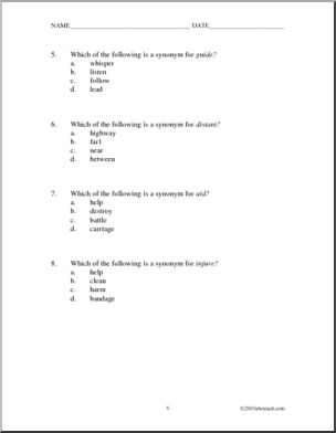 Synonyms Mini Unit I abcteach.com