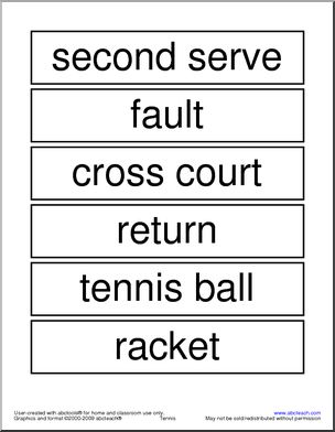 Word Wall: Tennis Terminology – Abcteach