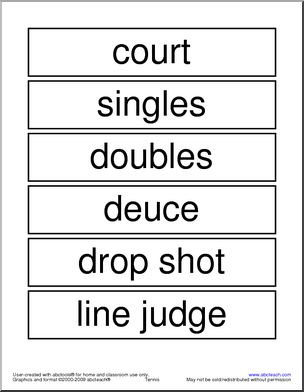 Word Wall: Tennis Terminology – Abcteach