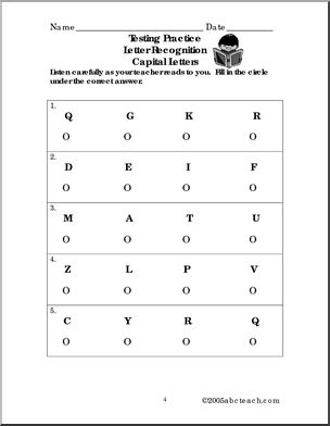Testing Practice: Capital Letters (primary) | Abcteach