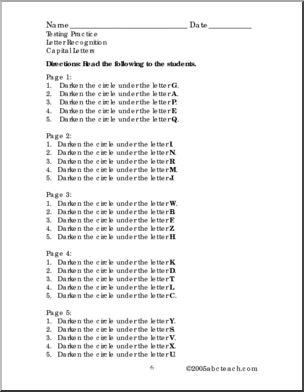 Testing Practice Capital Letters Primary Abcteach