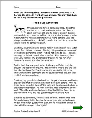 Reading (Level 2) Testing Practice I abcteach.com