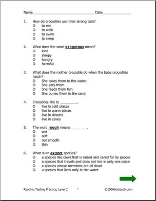 Reading (Level 2) Testing Practice I abcteach.com