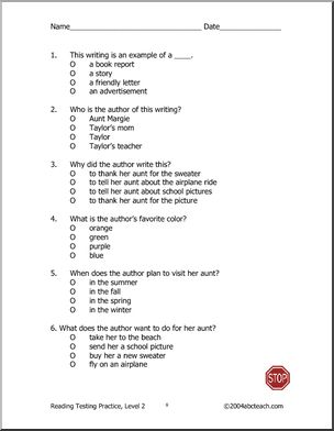 Reading (Level 2) Testing Practice I abcteach.com