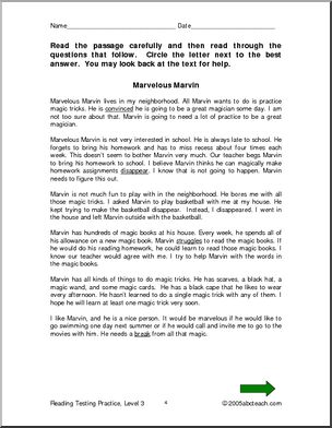 Reading (Level 3) Testing Practice – Abcteach