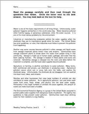 Reading (Level 3) Testing Practice – Abcteach