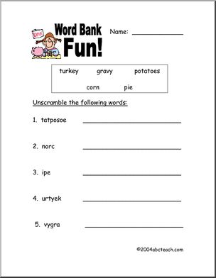 Unit: Thanksgiving Dinner and more (primary) | Abcteach